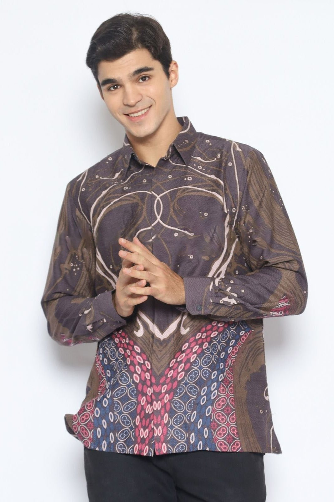 Men's Long Sleeve Batik Shirt - Oceanic Flow | Batik Singapore