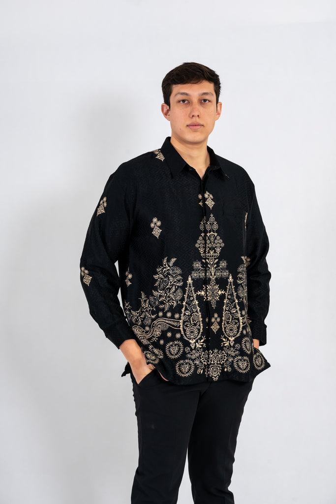 Men's Long Sleeve Batik Shirt - Commander Style | Kala Wear